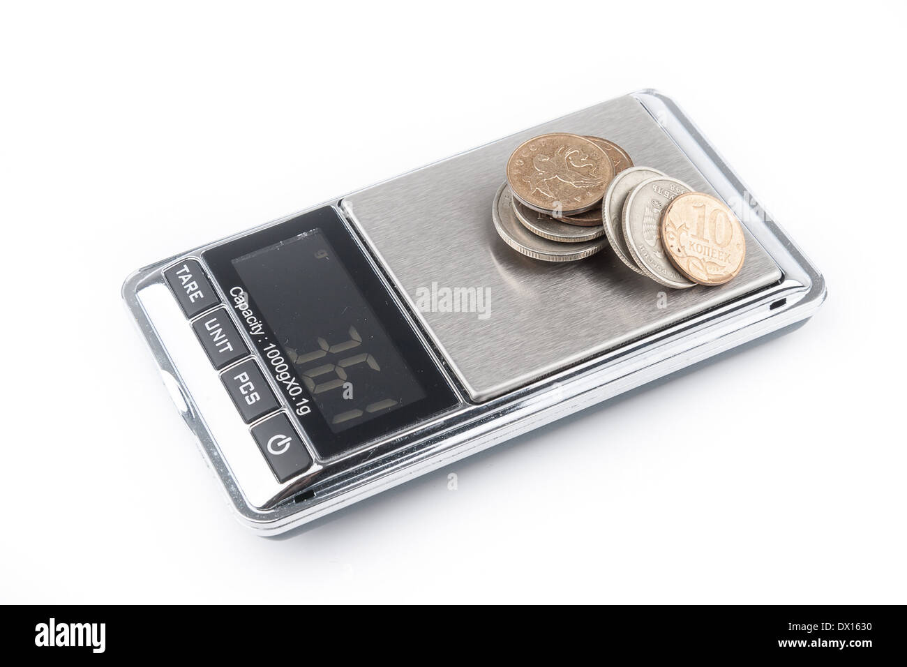 Digital scales isolated on white background Stock Photo - Alamy