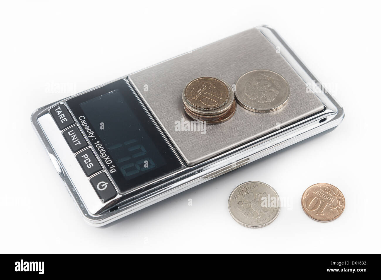 Digital scales isolated on white background Stock Photo - Alamy