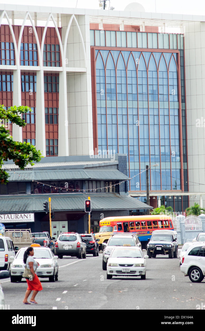 street scene and Tui Atua Tamasese Efi Government Building, town Center ...