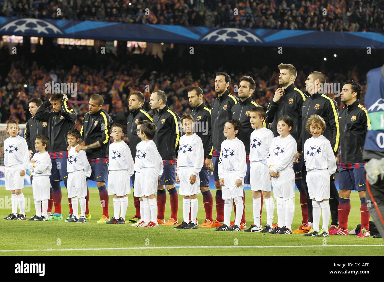 Barcelona, Spain. 12th Mar, 2014. Barcelona team group line-up Football ...