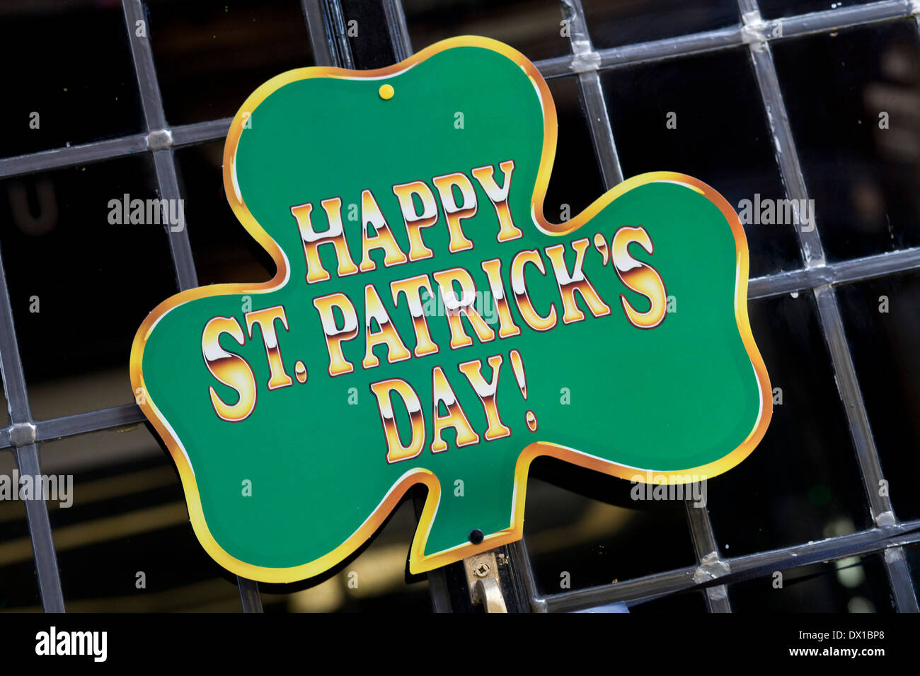 cardboard-shamrocks-on-a-public-house-window-in-london-england-stock