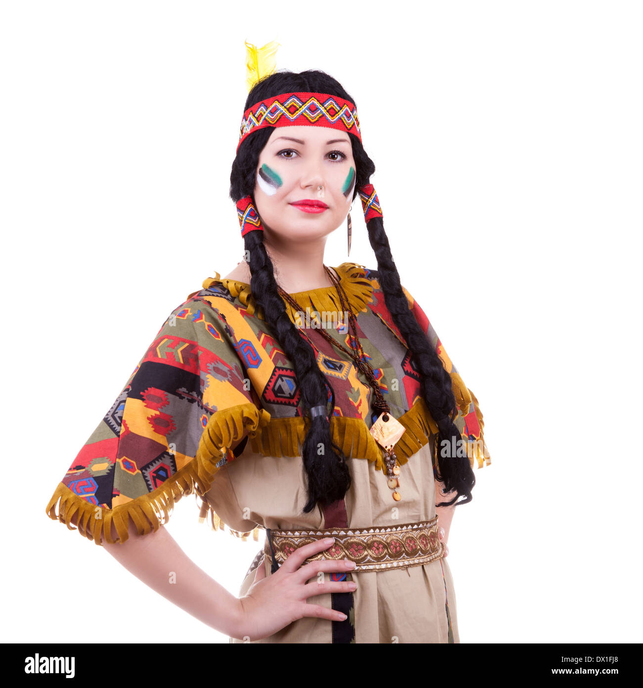 Beautiful native american woman on white background. Isolated. Studio ...