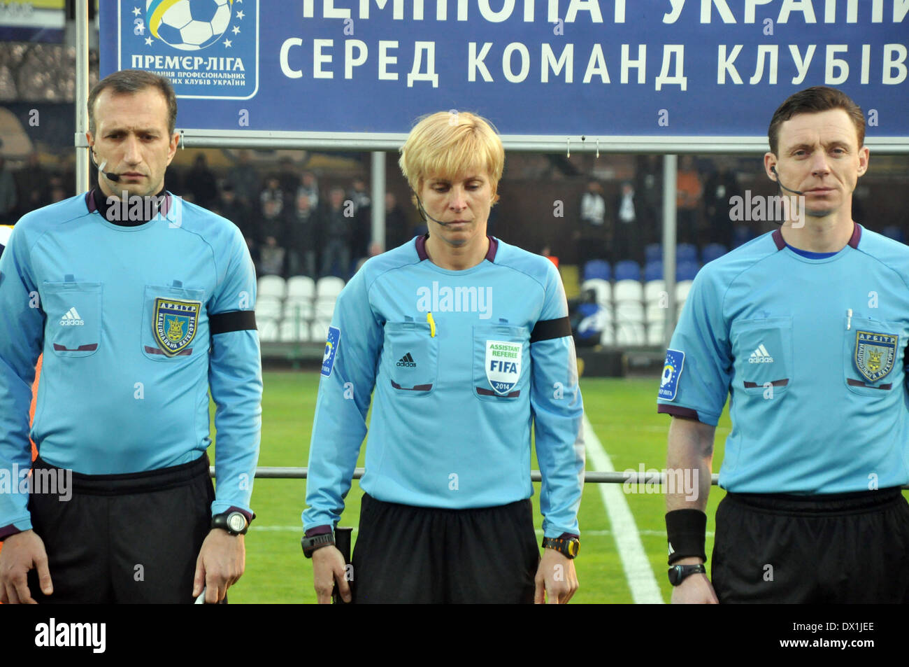 Referees team during the match between Metallurg and Illychivets Stock ...