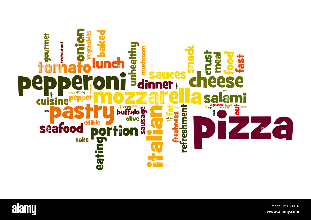 Pizza word cloud conceptual image Stock Photo - Alamy