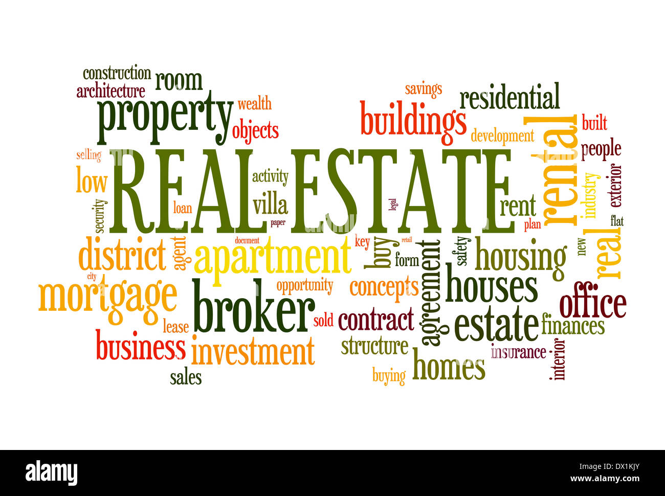 Real estate word cloud concept image Stock Photo - Alamy