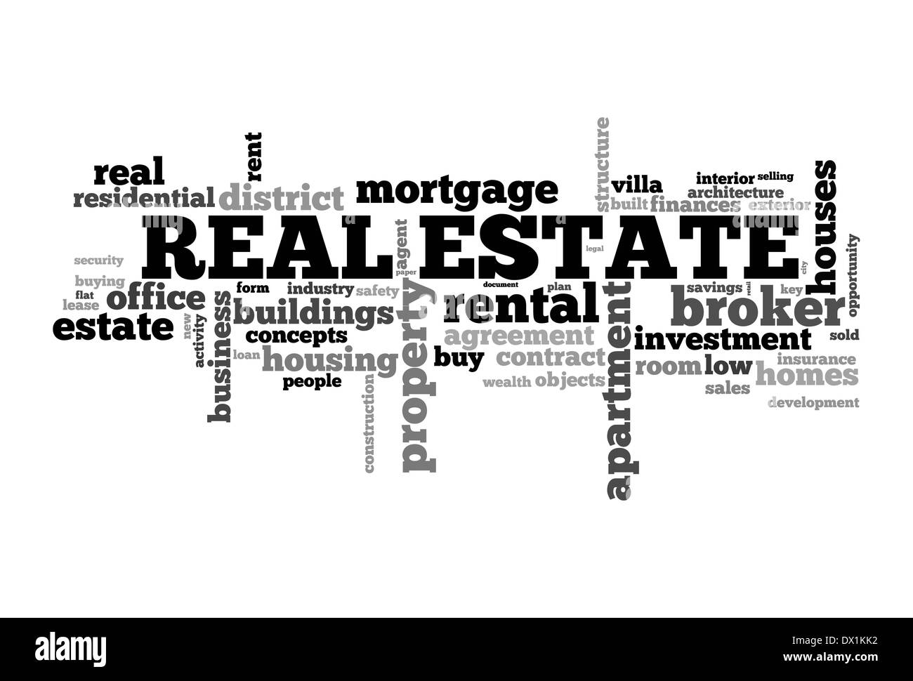 Real estate word cloud concept image Stock Photo - Alamy