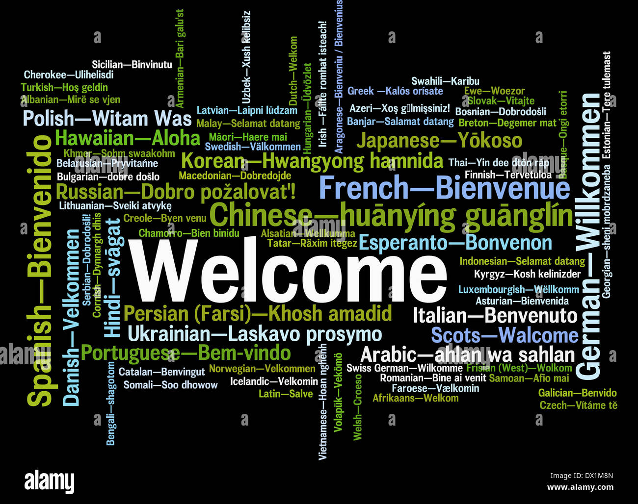Welcome phrase in different languages. Words cloud concept Stock Photo ...