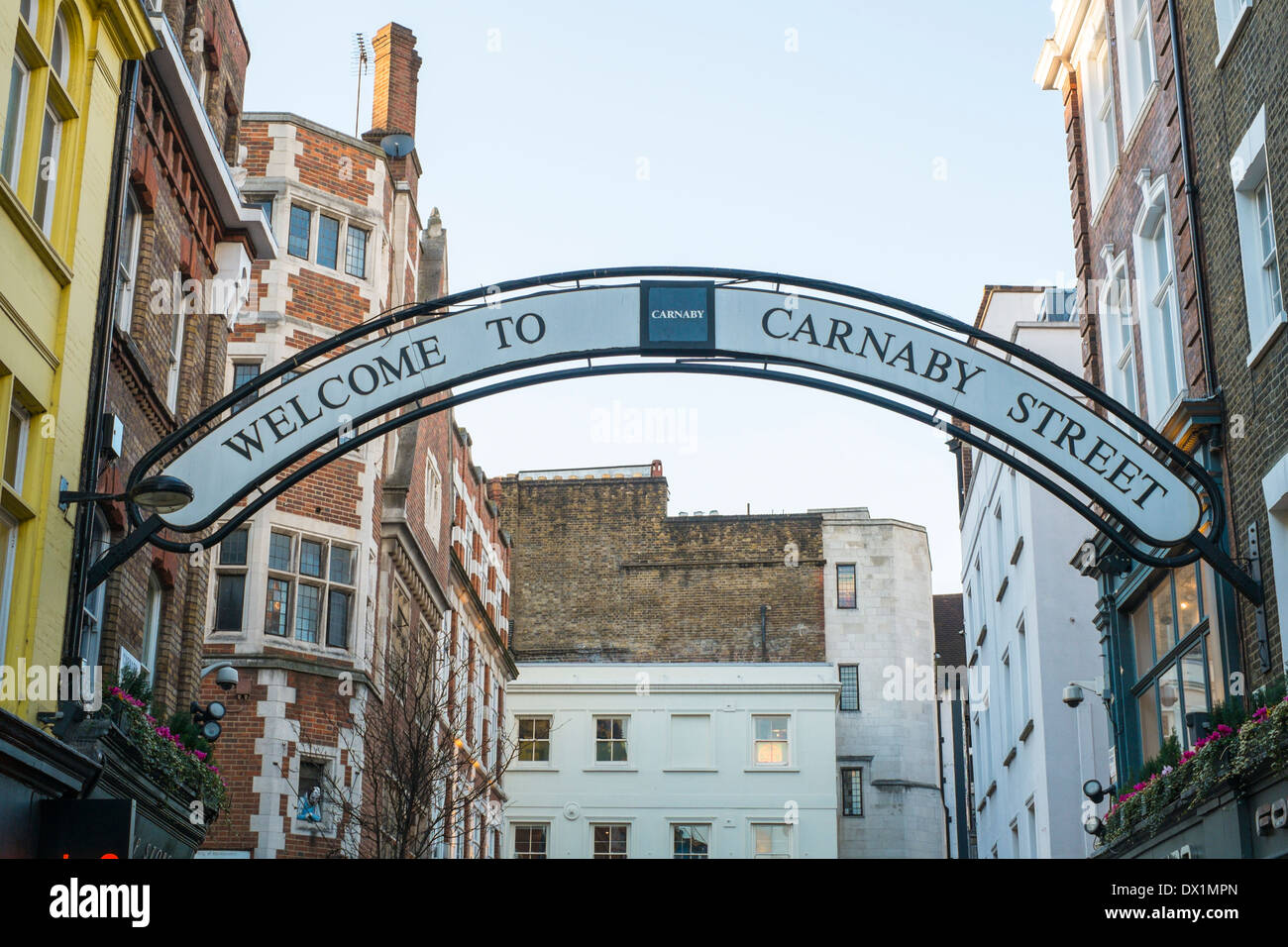 LONDON, UK - MARCH 14: Traditional Carnaby street street sign arch. The ...