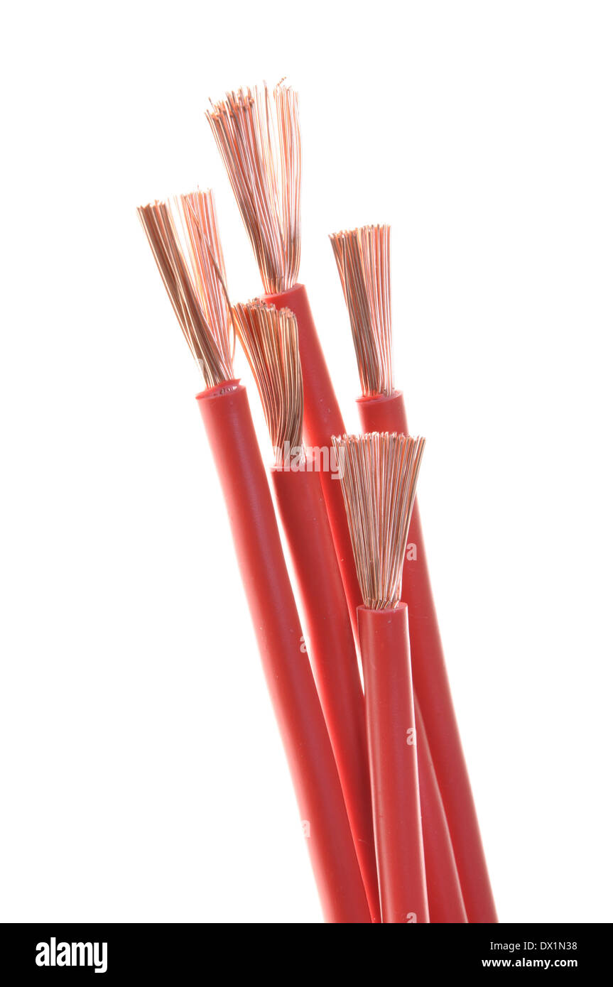 Electrical power cables isolated on white background Stock Photo - Alamy