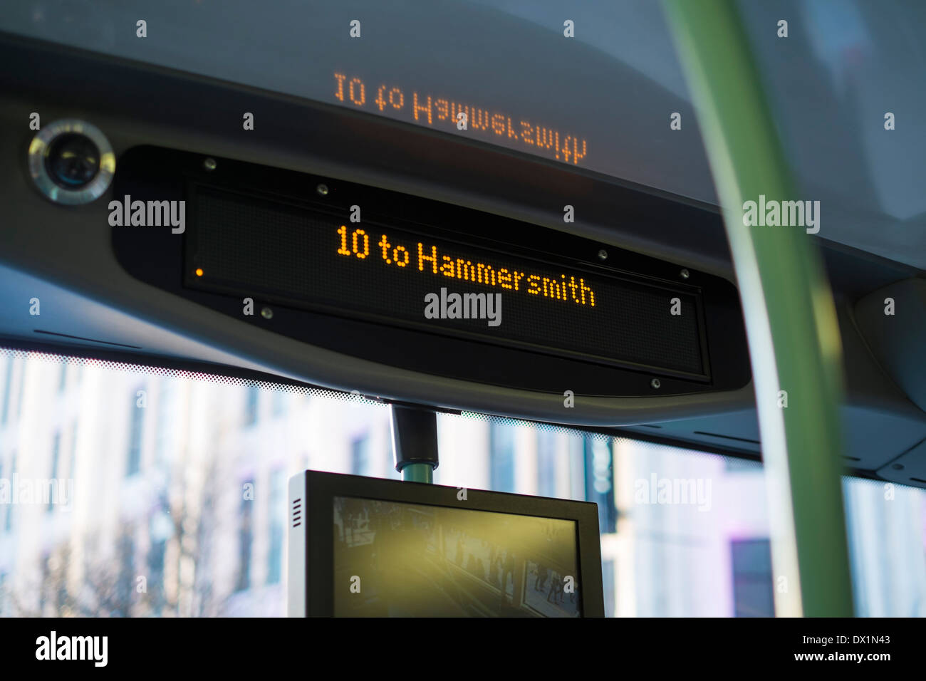London bus display lights showing bus number and destination Stock ...