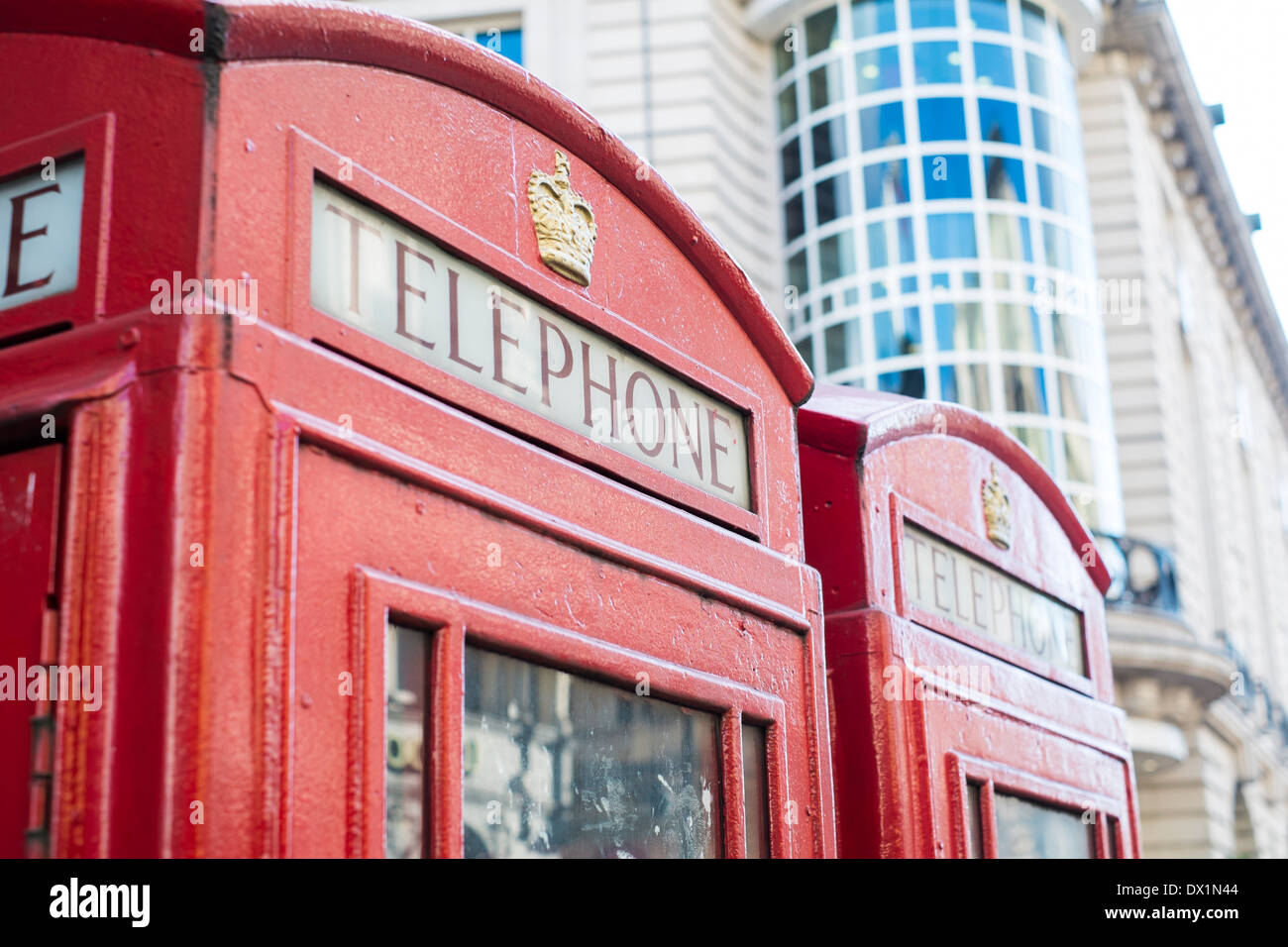 Detail of old red telephone booth in London, UK Stock Photo - Alamy