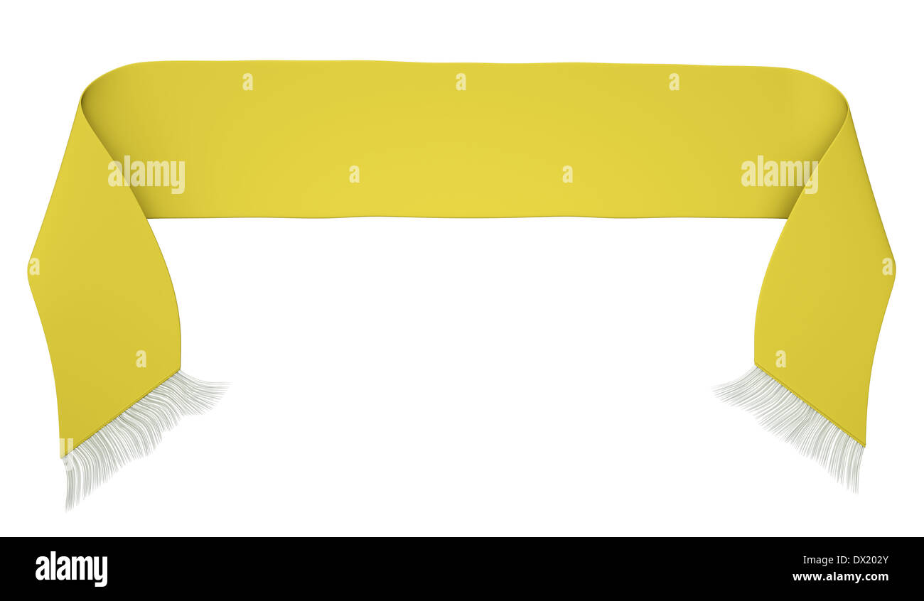 Blank yellow football scarf isolated on a white background. 3D render ...