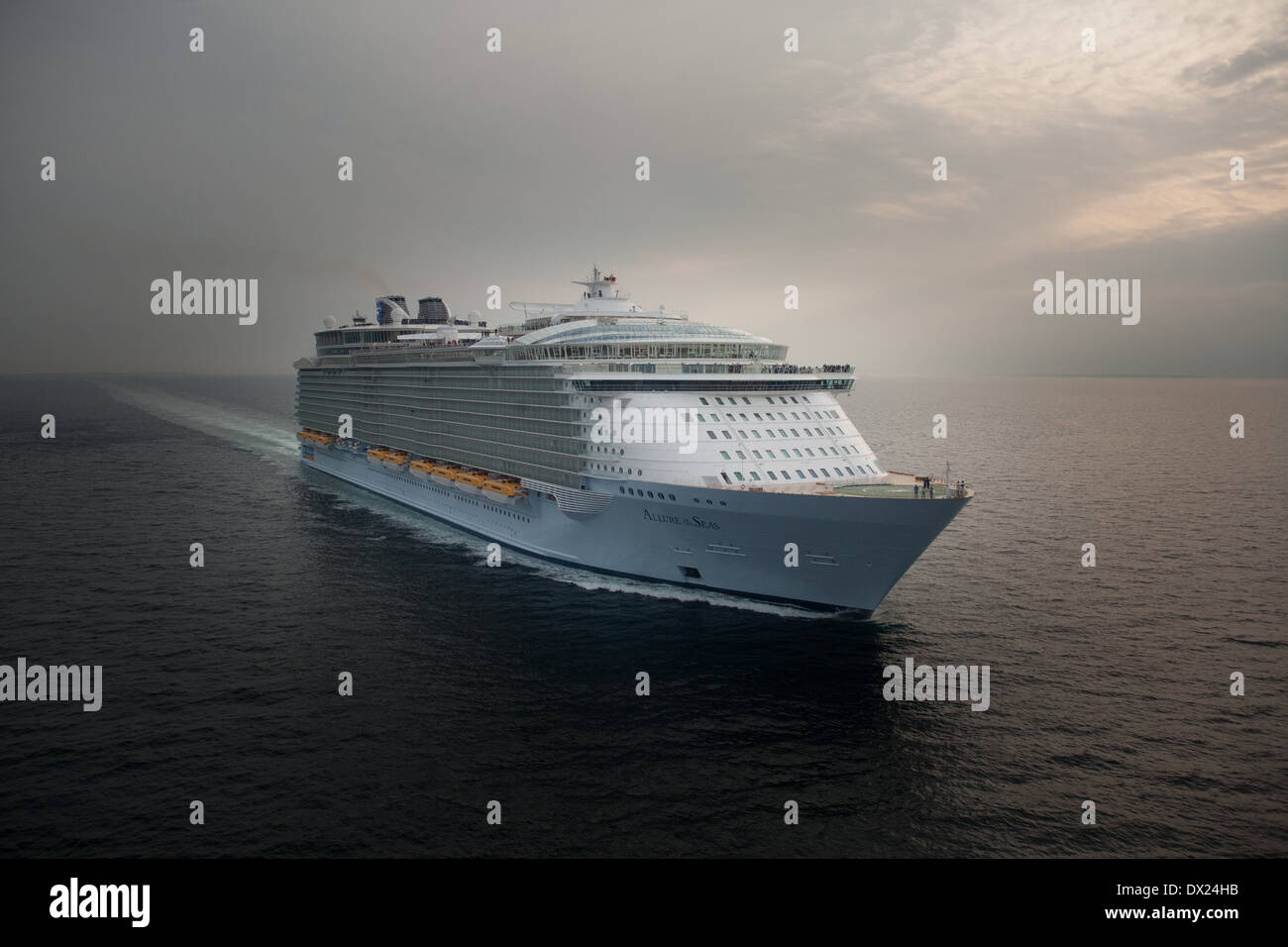 Aerial photo of Allure of the Seas, a cruise ship owned by Royal ...