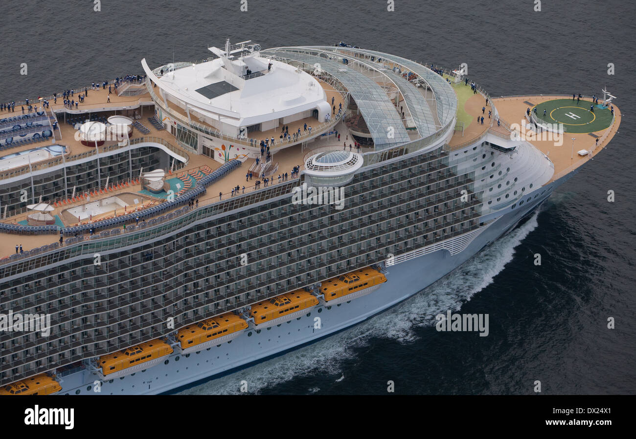 Aerial photo of Allure of the Seas, a cruise ship owned by Royal ...