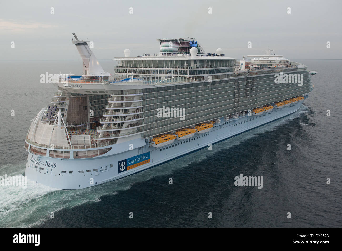 Aerial photo of Allure of the Seas, a cruise ship owned by Royal ...
