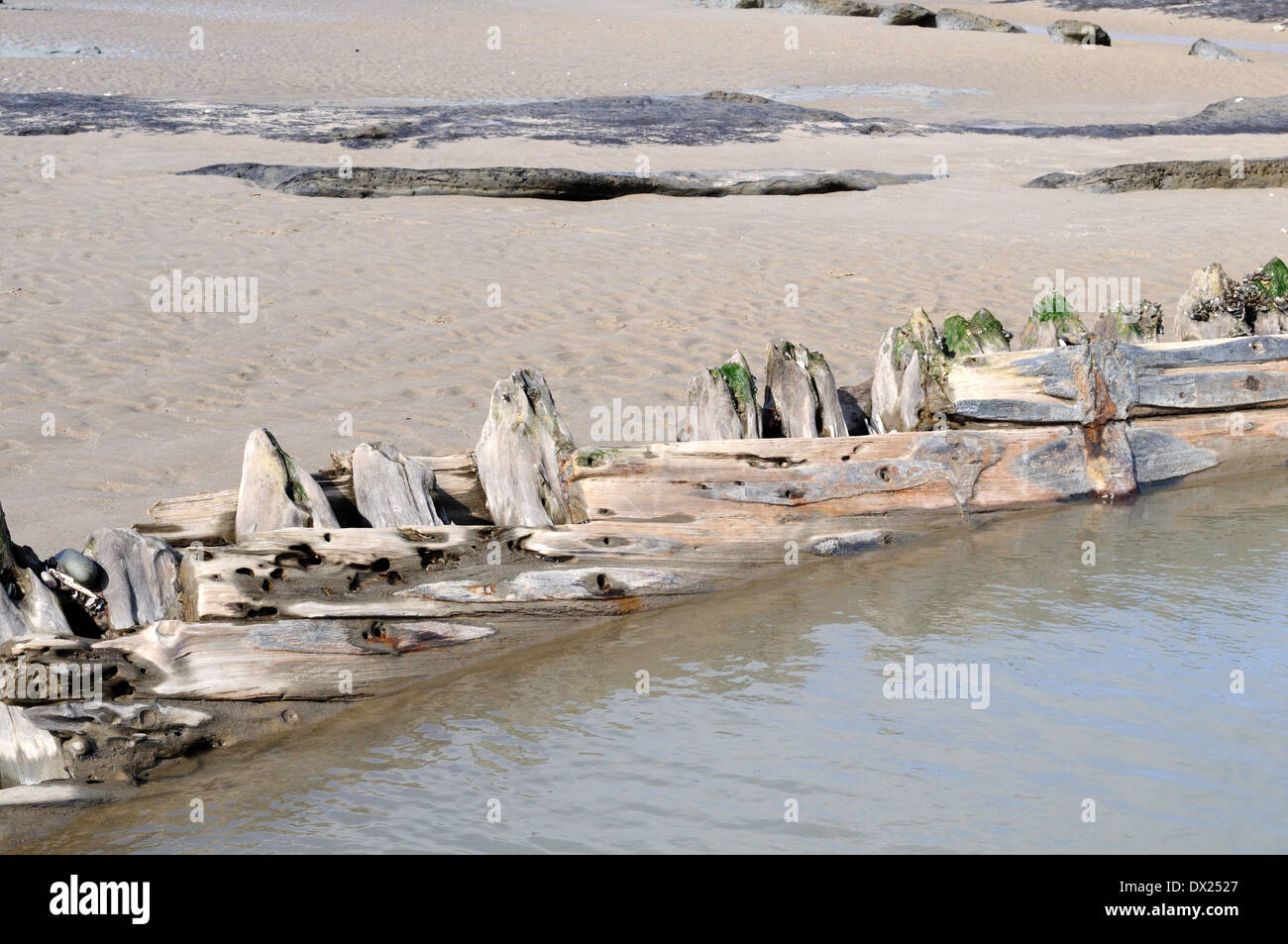 Detail of the wreck of The Rover lost on 8th December 1886 exposed ...