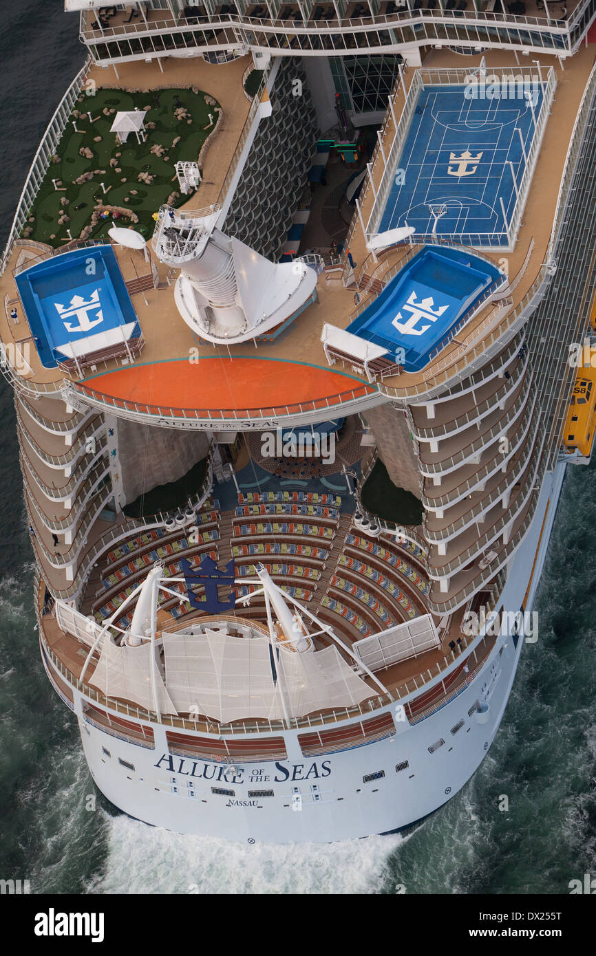Aerial photo of Allure of the Seas, a cruise ship owned by Royal ...