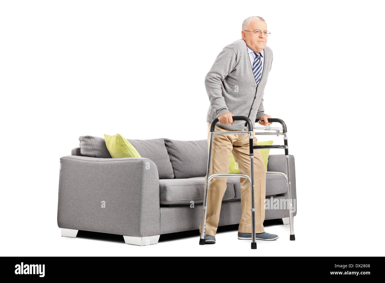 Senior gentleman walking with walker Stock Photo - Alamy