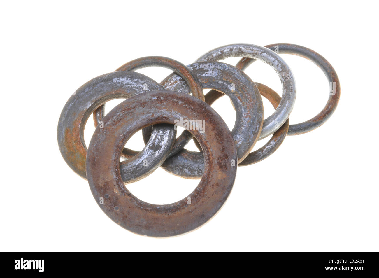 Set of old rusty washers isolated on white background Stock Photo - Alamy