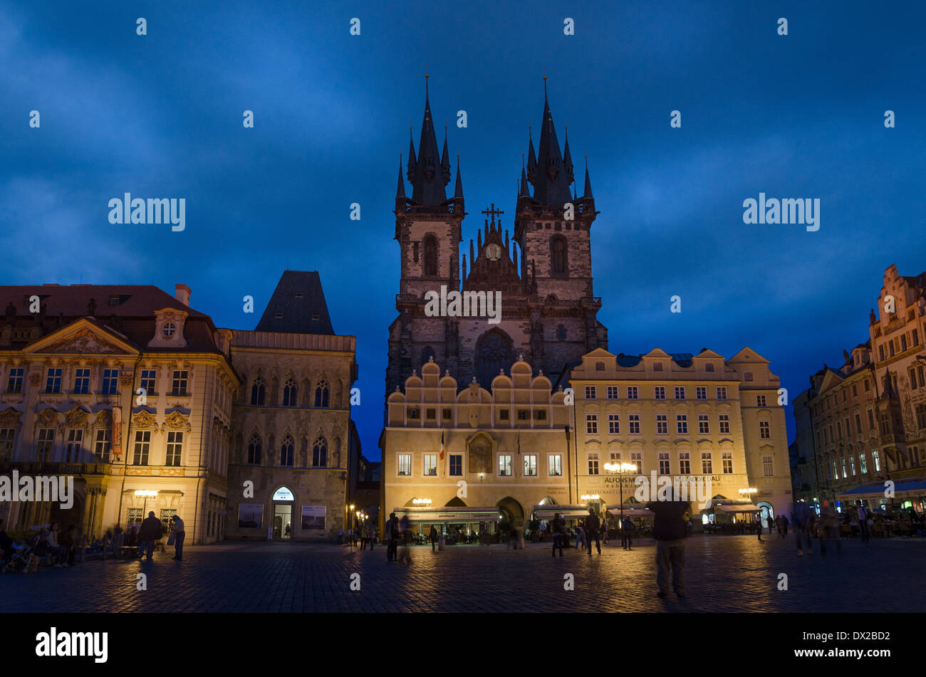 Night time illuminations of the Town Square and fairy tale Church of ...
