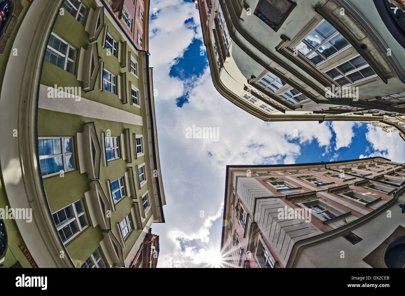 Picture in the sky among the public buildings of the historic old town ...