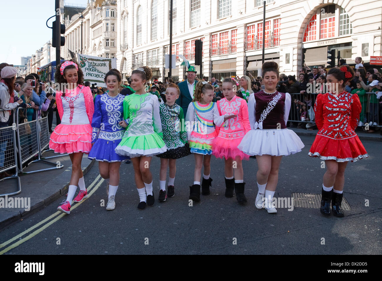 London,16th March 2014,A group of young irish dancers at the St Patrick ...