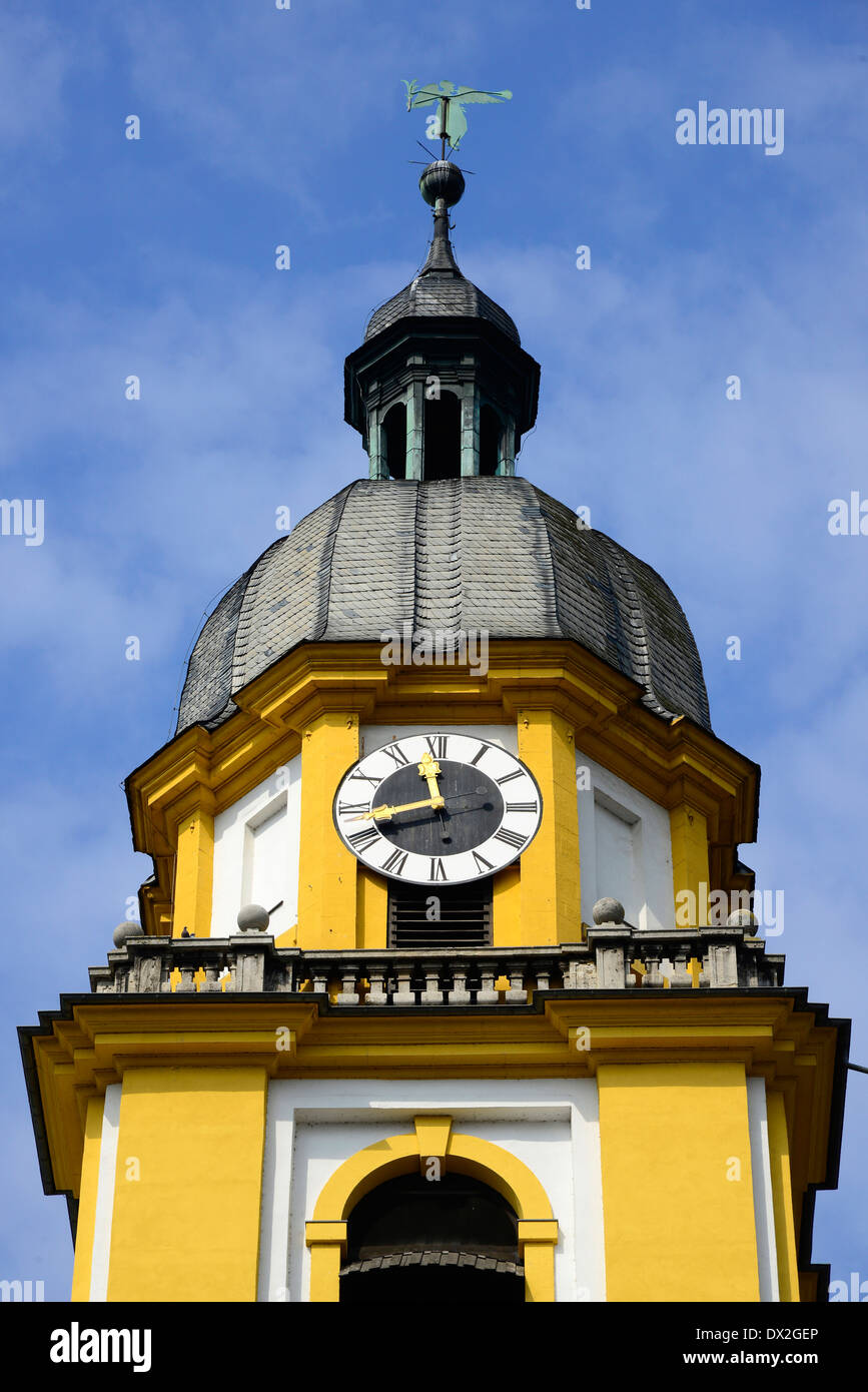 Yellow Clock Tower Kitzingen Germany Bavaria Deutschland DE Bavaria ...