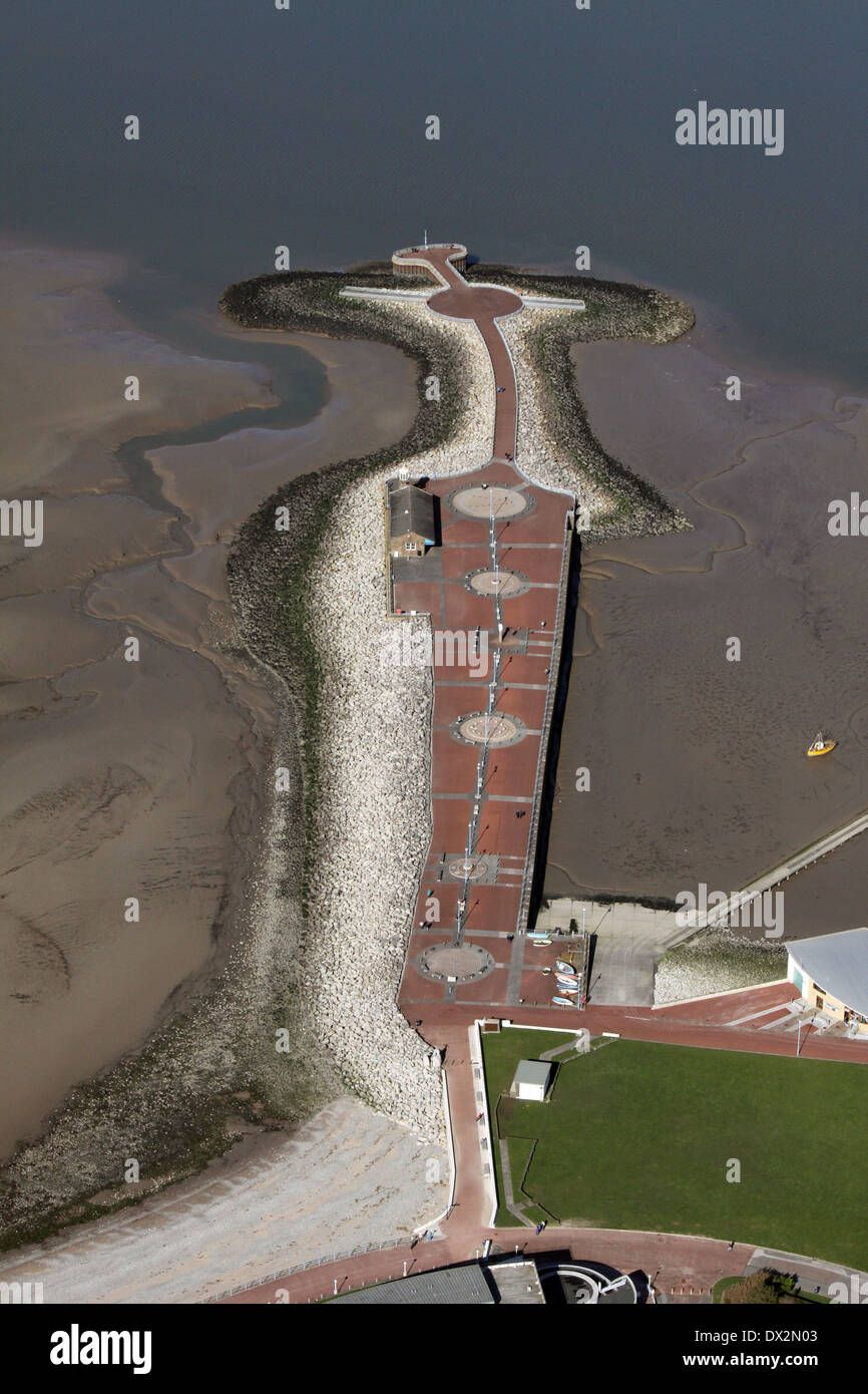 aerial view of Morecambe sea defences promenade breakwater overlooking ...