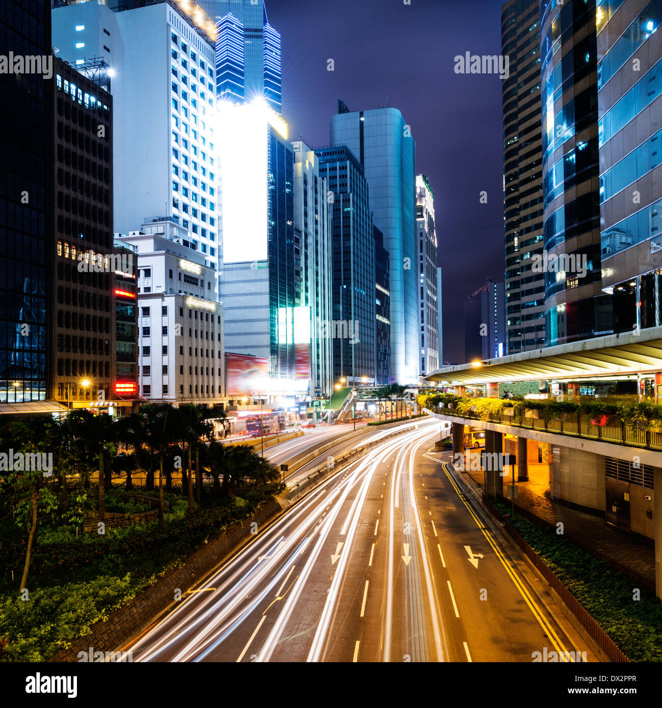traffic in Hong Kong at night Stock Photo - Alamy
