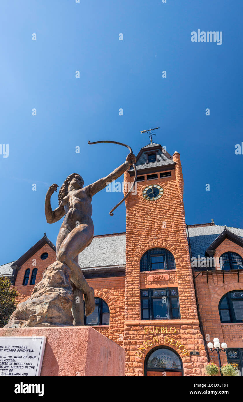 Diana the Huntress, sculpture in front of Union Depot railway station ...