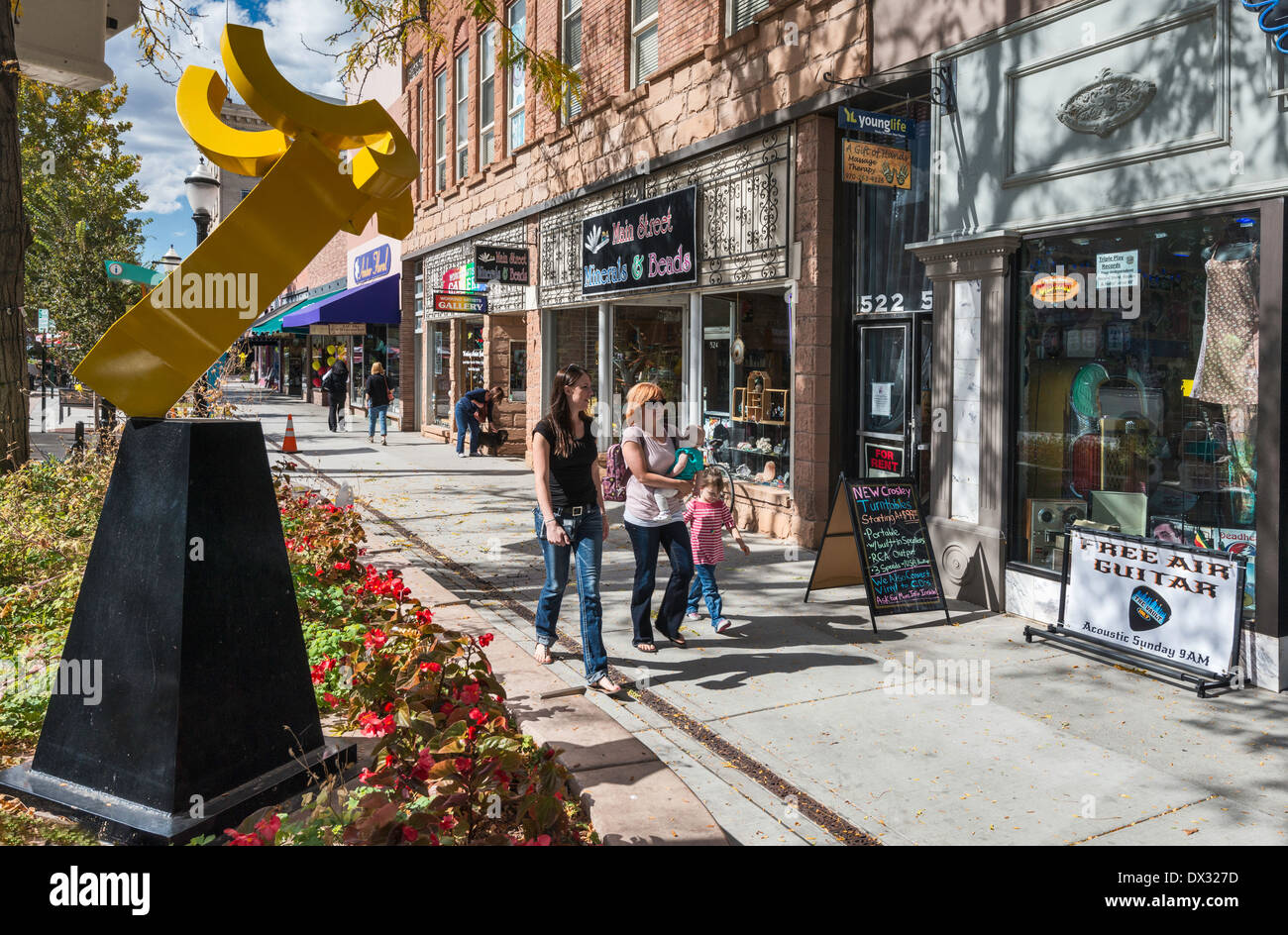 Pedestrians at Main Street Mall, Art on the Corner program outdoor ...