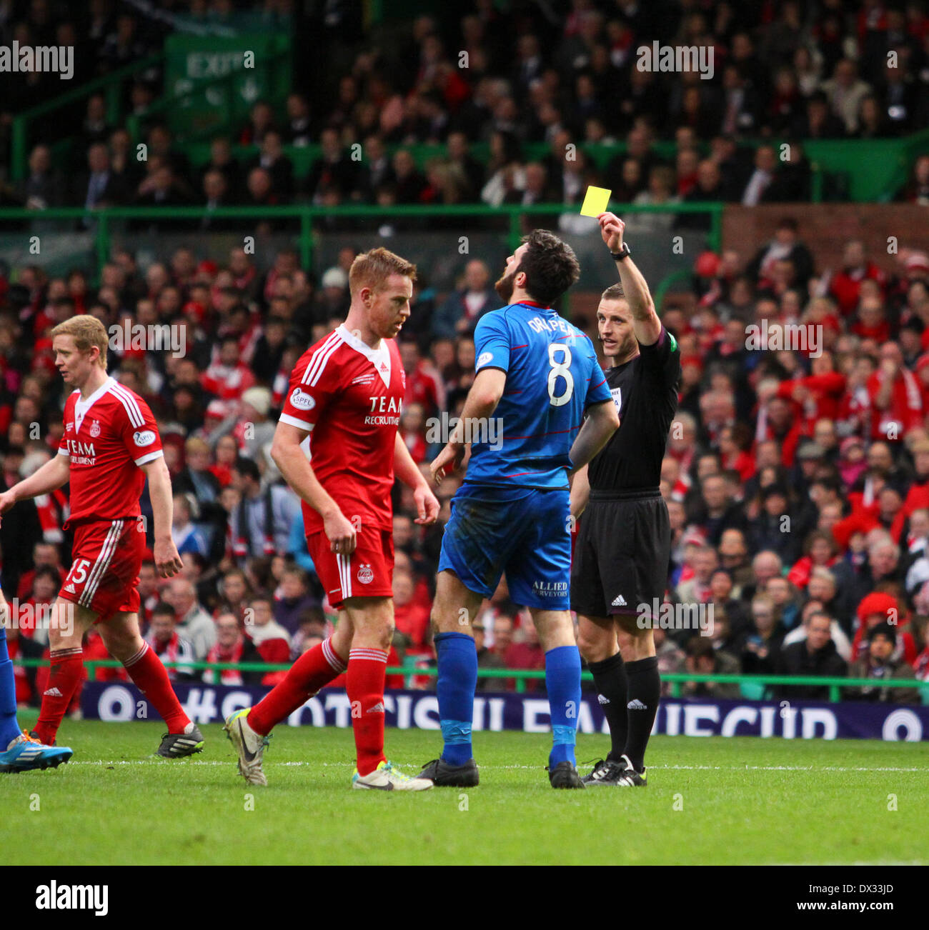Glasgow, Scotland. 16th Mar, 2014. Ross Draper (ICT) yellow carded ...