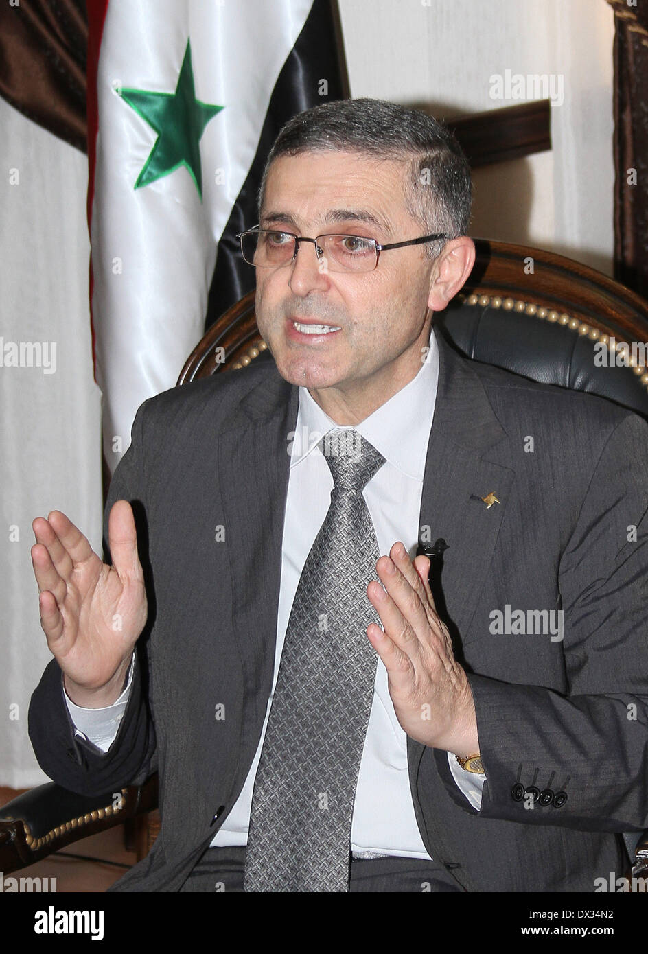 Damascus. 17th Mar, 2014. Syria's Reconciliation Minister Ali Haidar ...