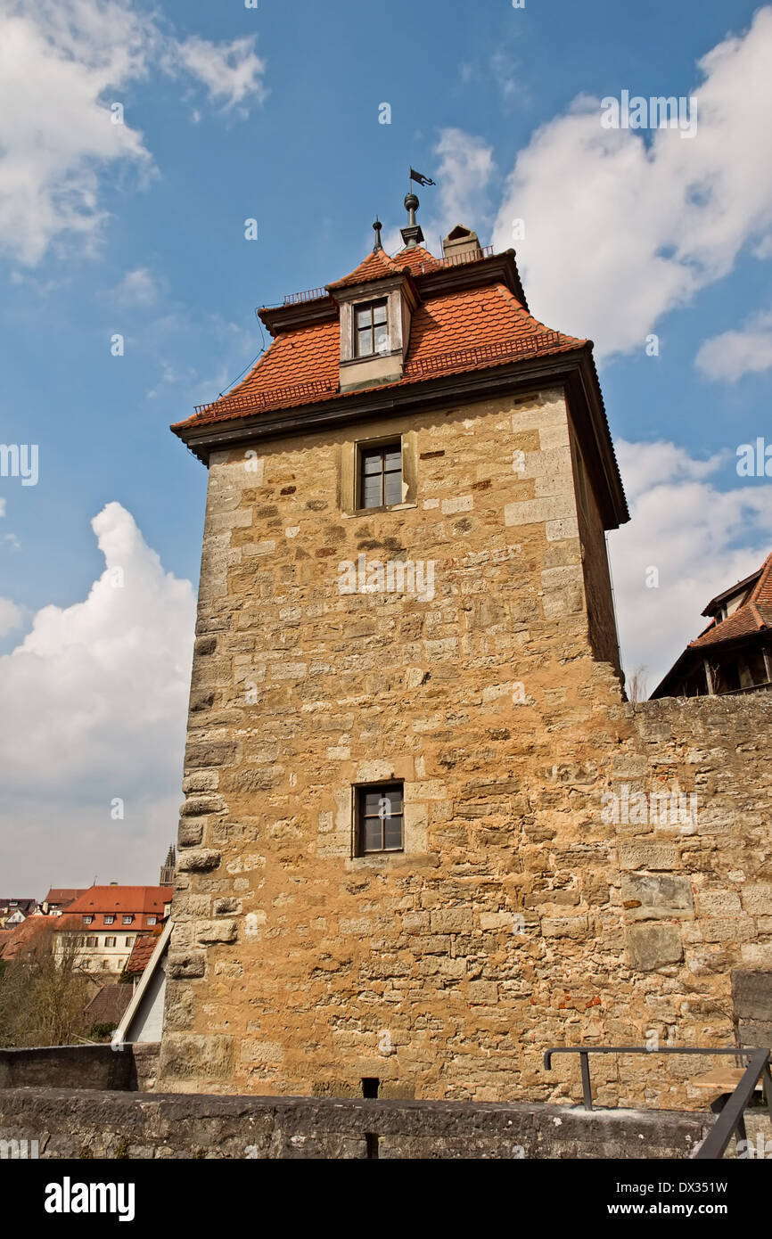 The defensive tower of medieval fortress in Rothenburg ob der Tauber ...
