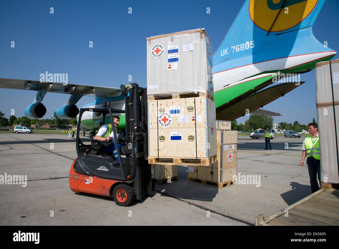 Red Cross relief flight Stock Photo - Alamy