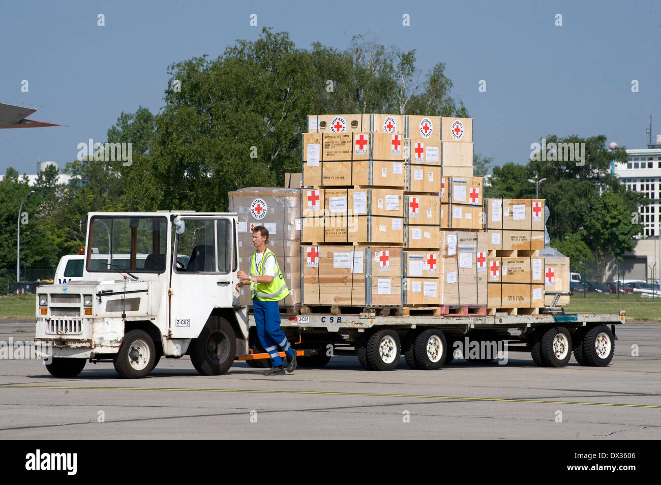 Red Cross relief flight Stock Photo - Alamy