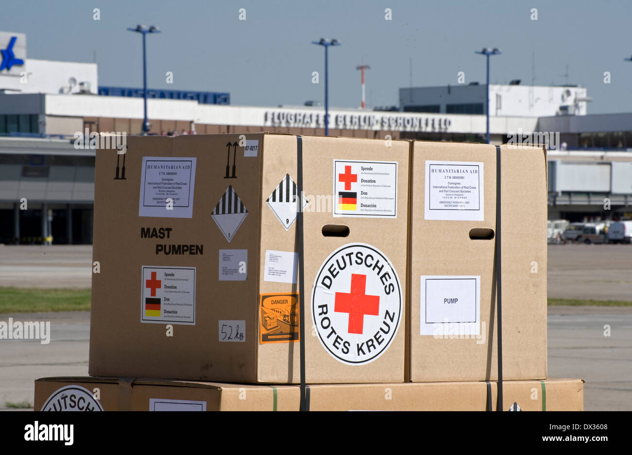Red Cross relief flight Stock Photo - Alamy