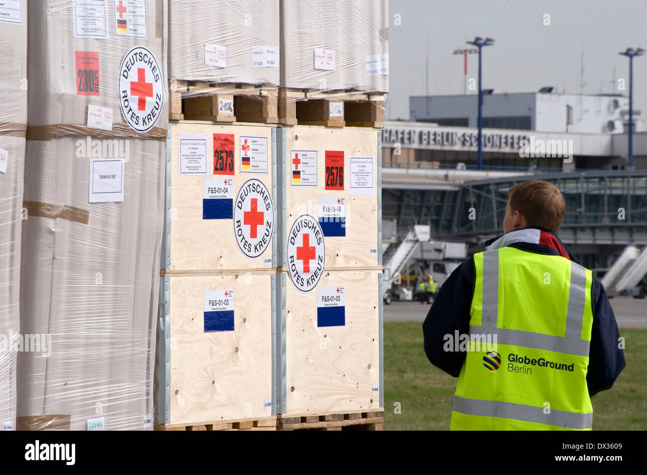 Red Cross relief flight Stock Photo - Alamy