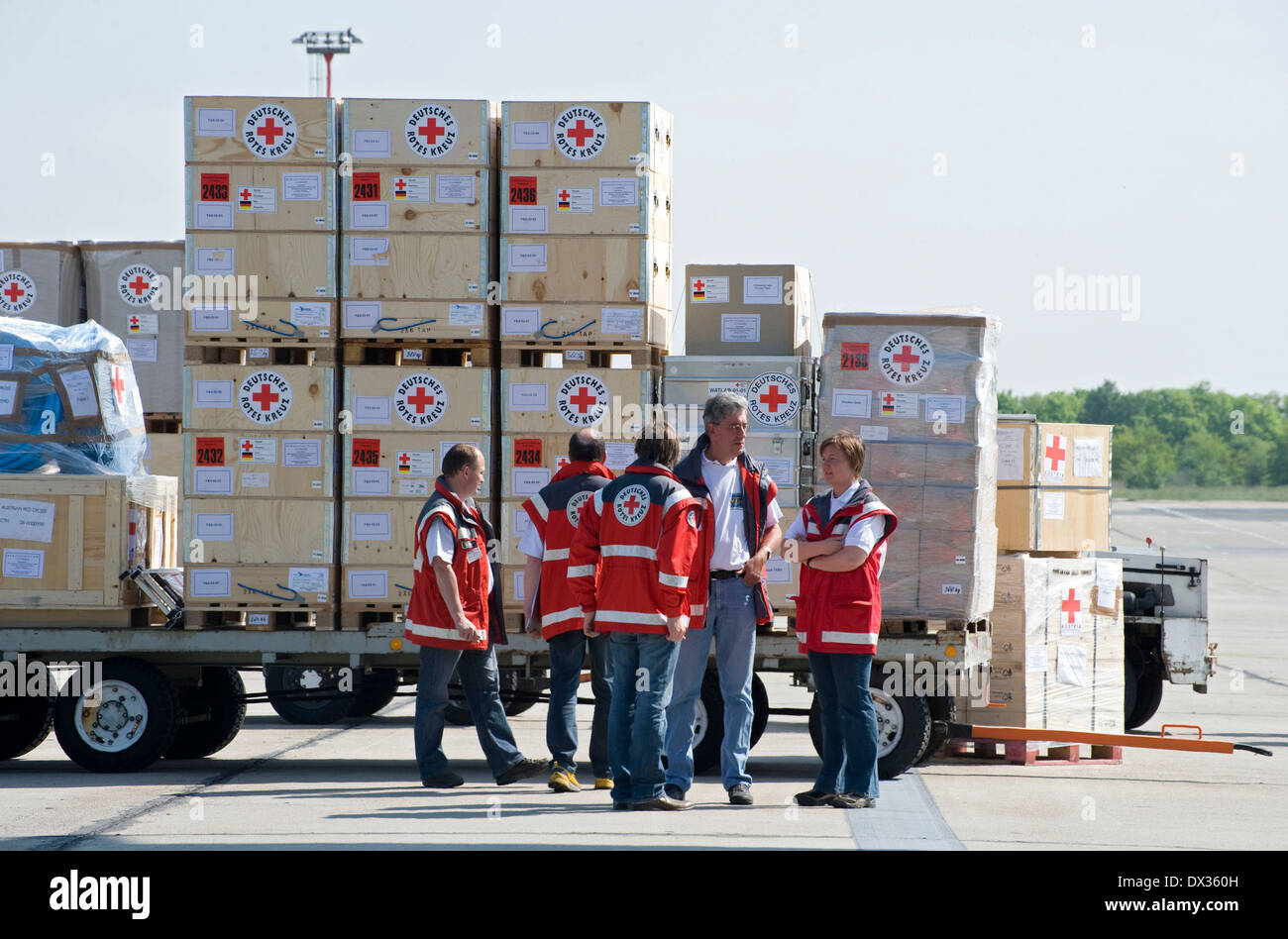 Red Cross relief flight Stock Photo - Alamy