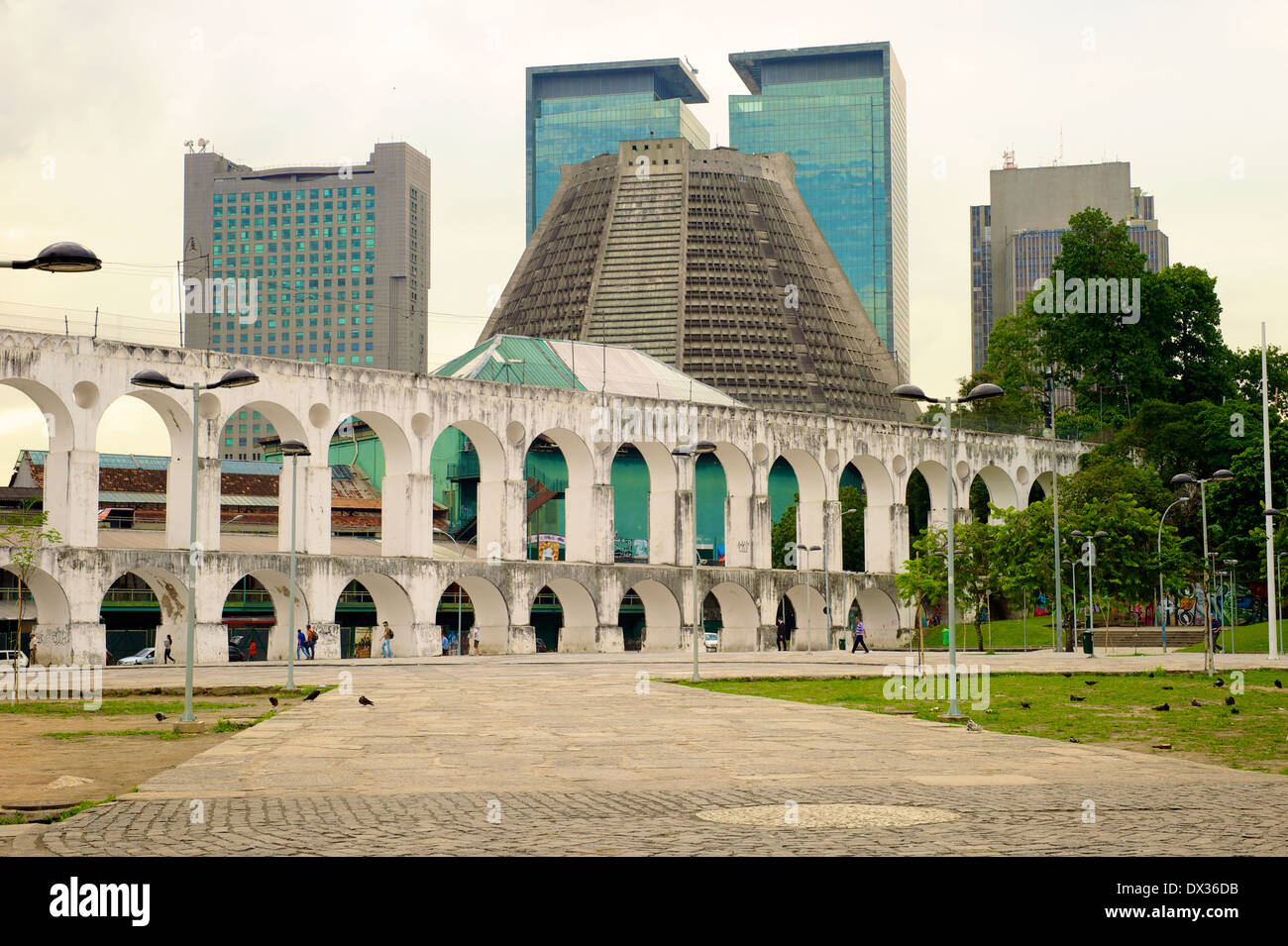 The Roman-style Arcos da Lapa aqueduct in Rio de Janeiro, this area of ...
