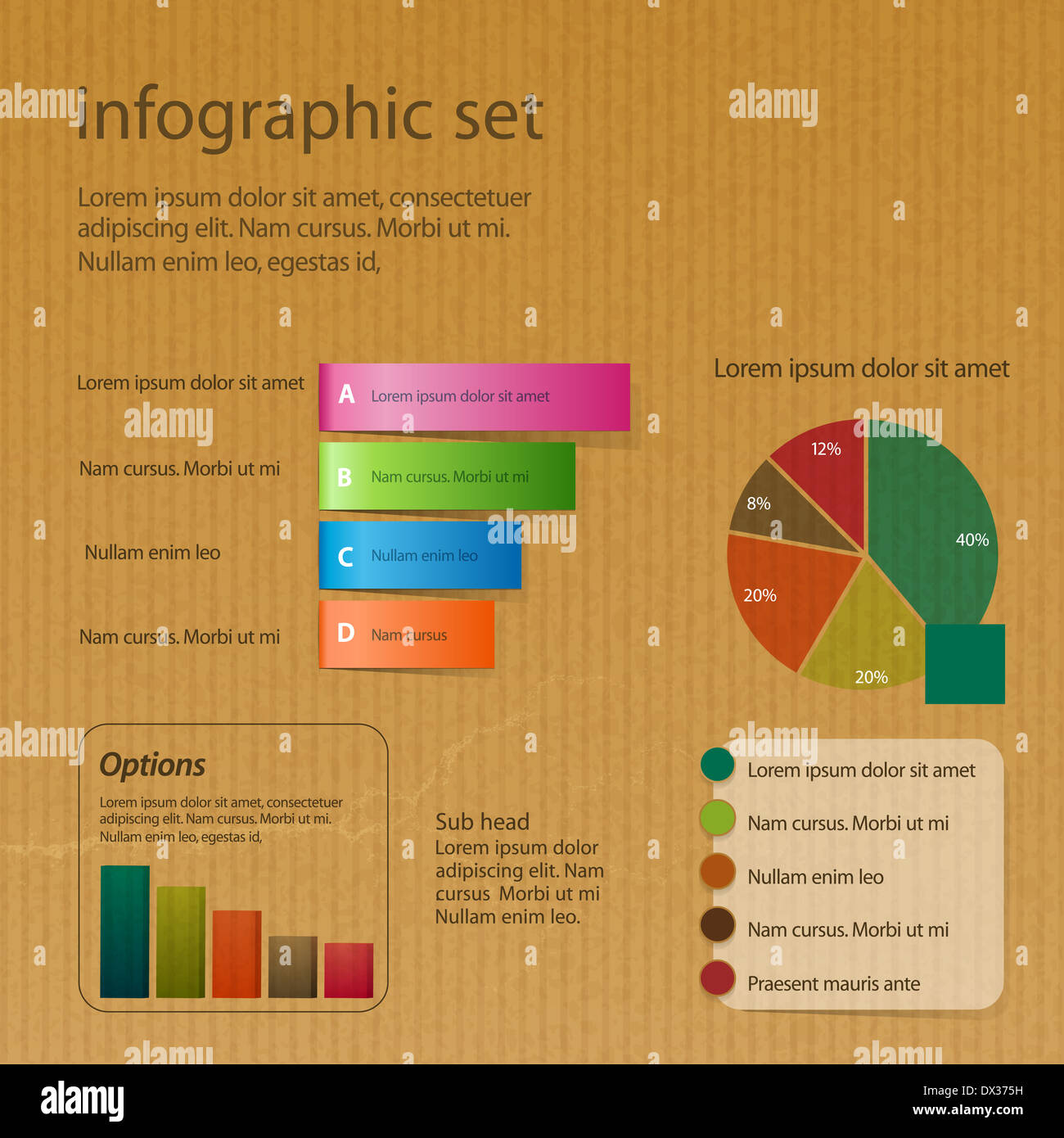 Infographics on a brown paper textured background Stock Photo - Alamy