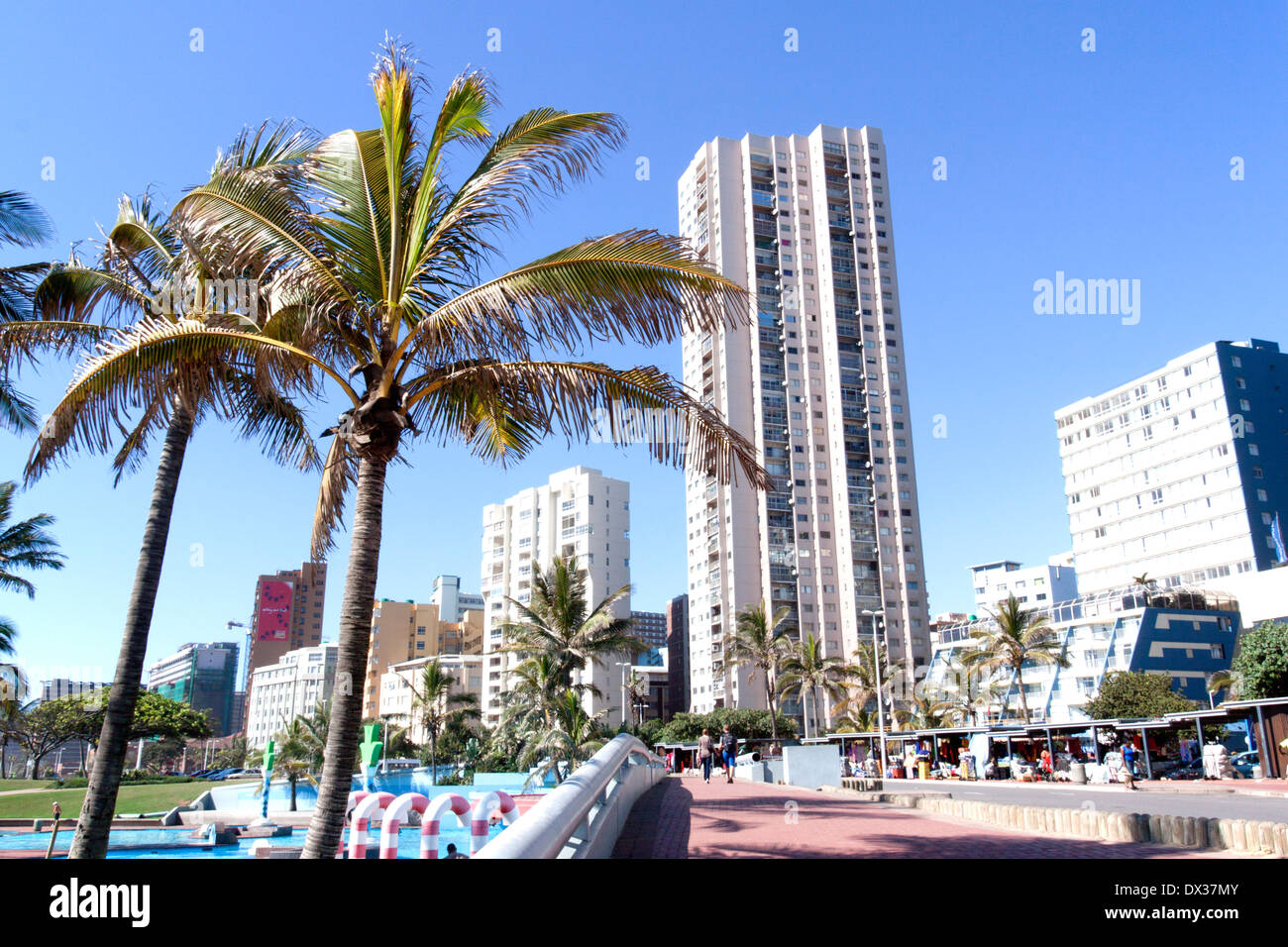 View of Golden Mile beach front in Durban South Africa Stock Photo - Alamy
