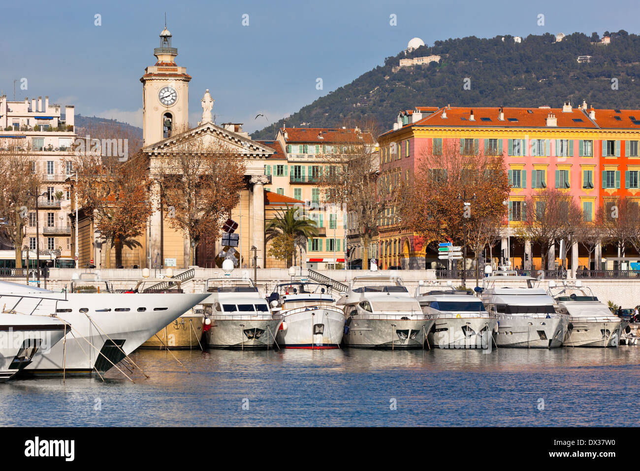 View on Port of Nice and Luxury Yachts, French Riviera, France Stock ...