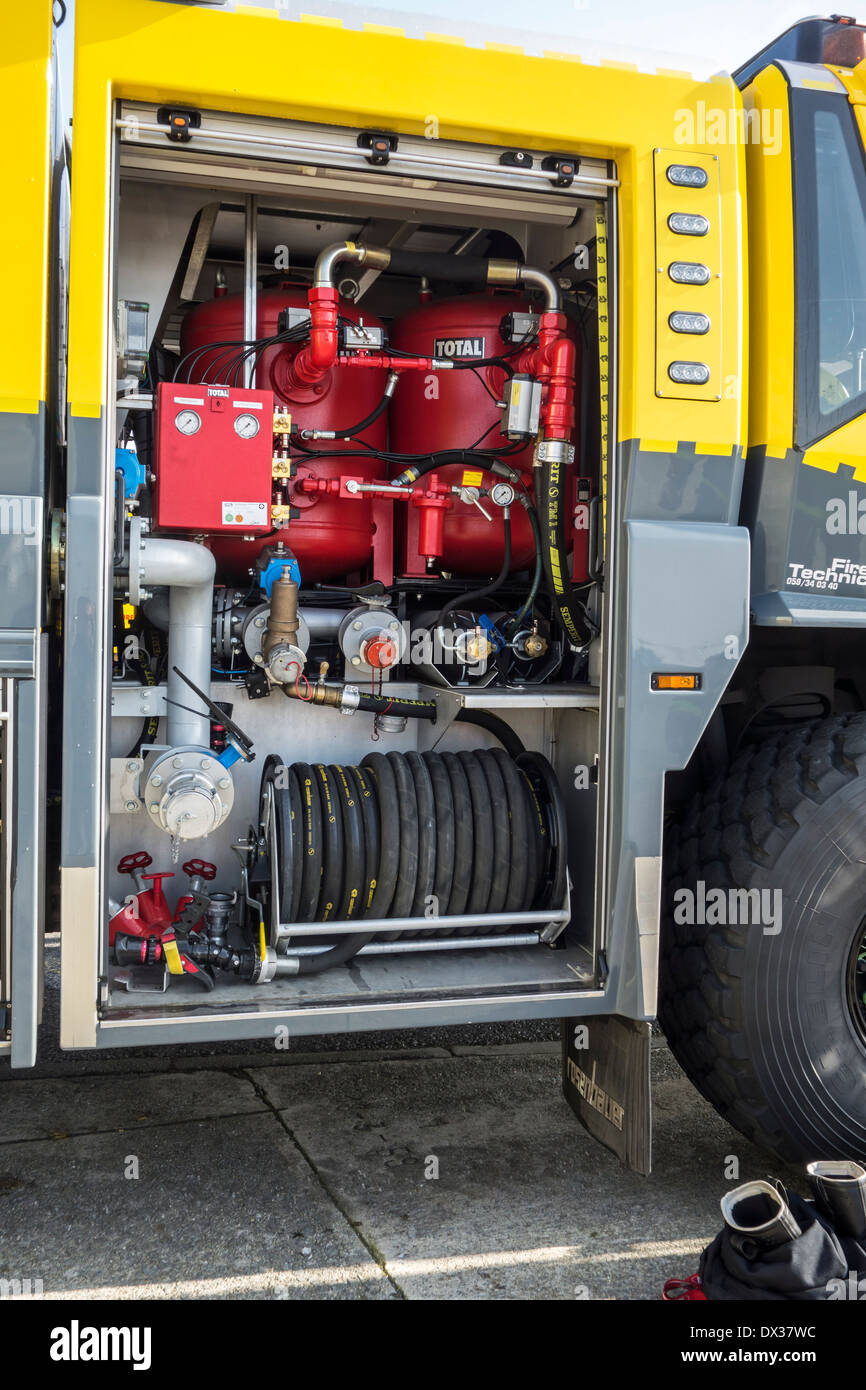 Fire-hose of airport crash tender Rosenbauer Panther CA-5 6×6 at the ...
