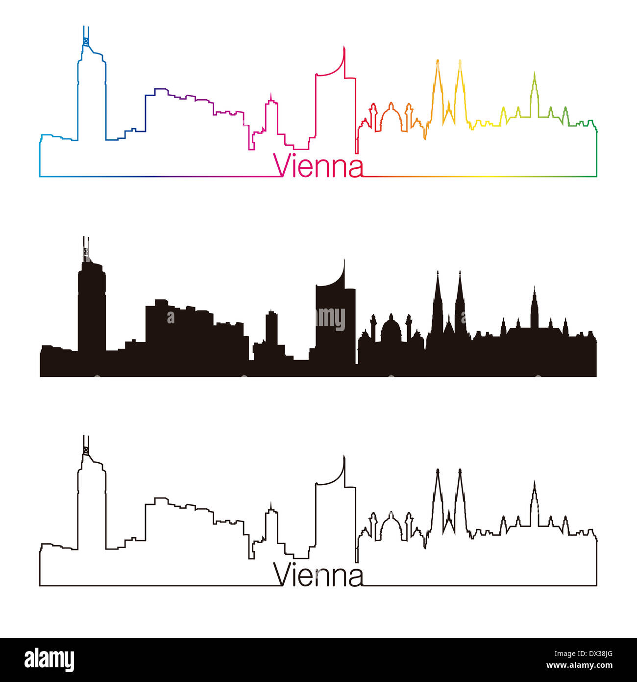 Vienna skyline linear style Stock Photo - Alamy