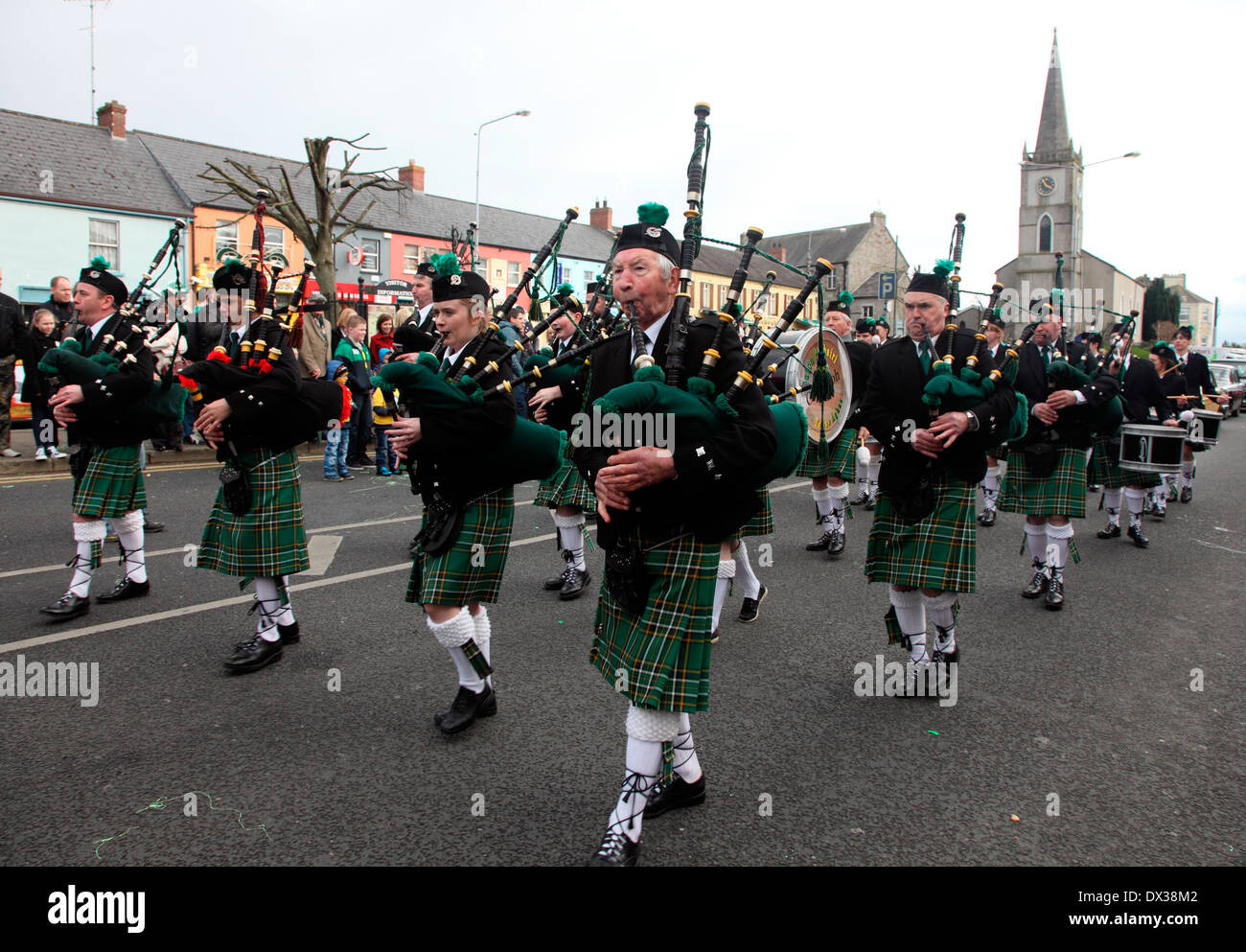 Corduff Pipe Bank in the St Patrick's Day Parade in Carrickmacross Co ...