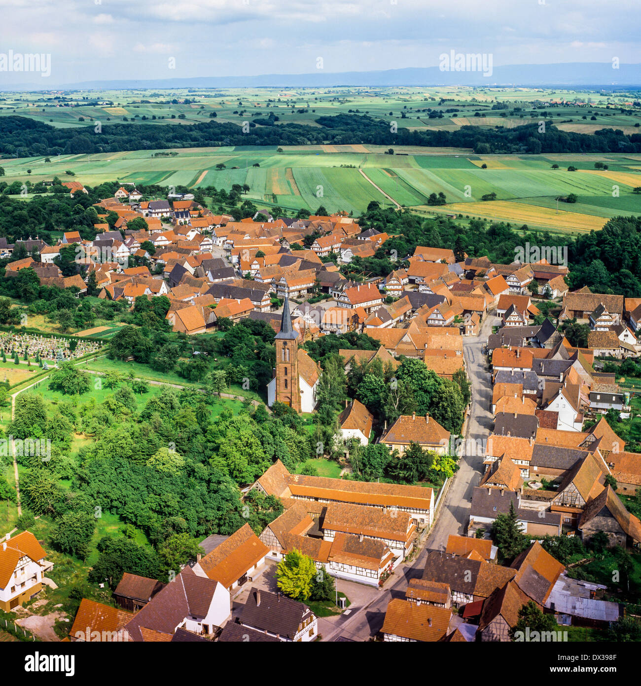Aerial of Hunspach village Alsace France Stock Photo - Alamy