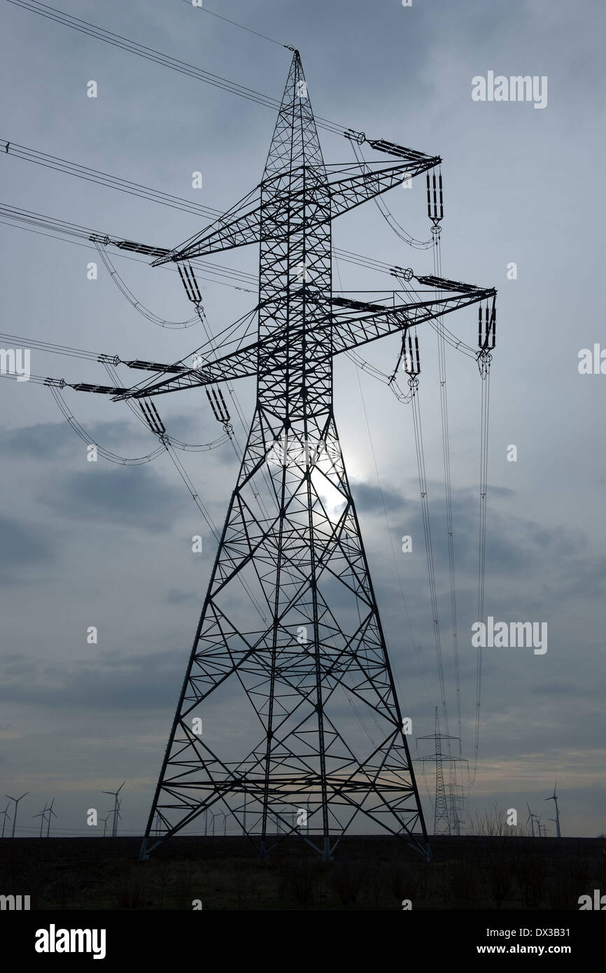 Wind wheels and power pole hi-res stock photography and images - Alamy