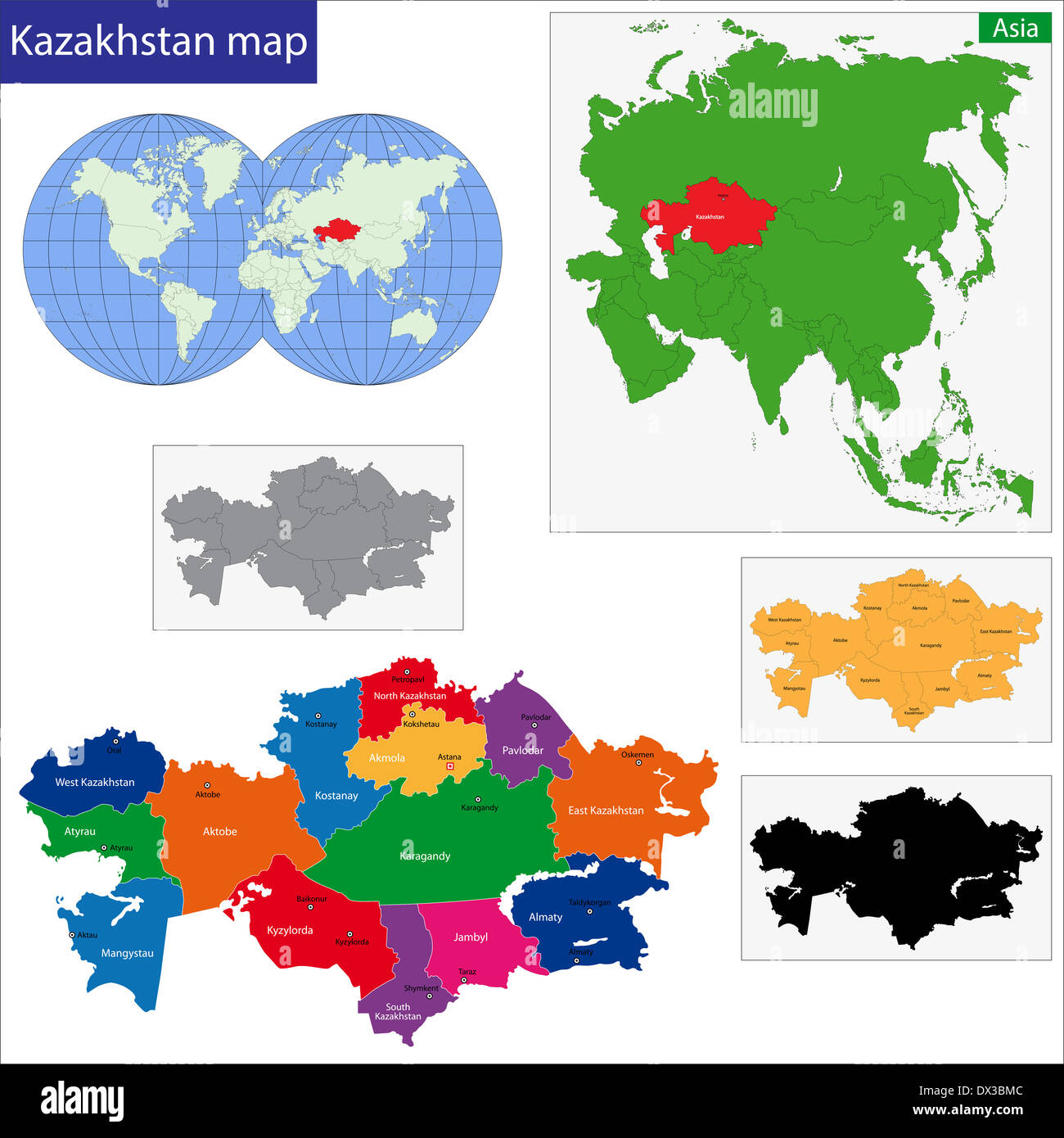 Kazakhstan political map administrative hi-res stock photography and ...