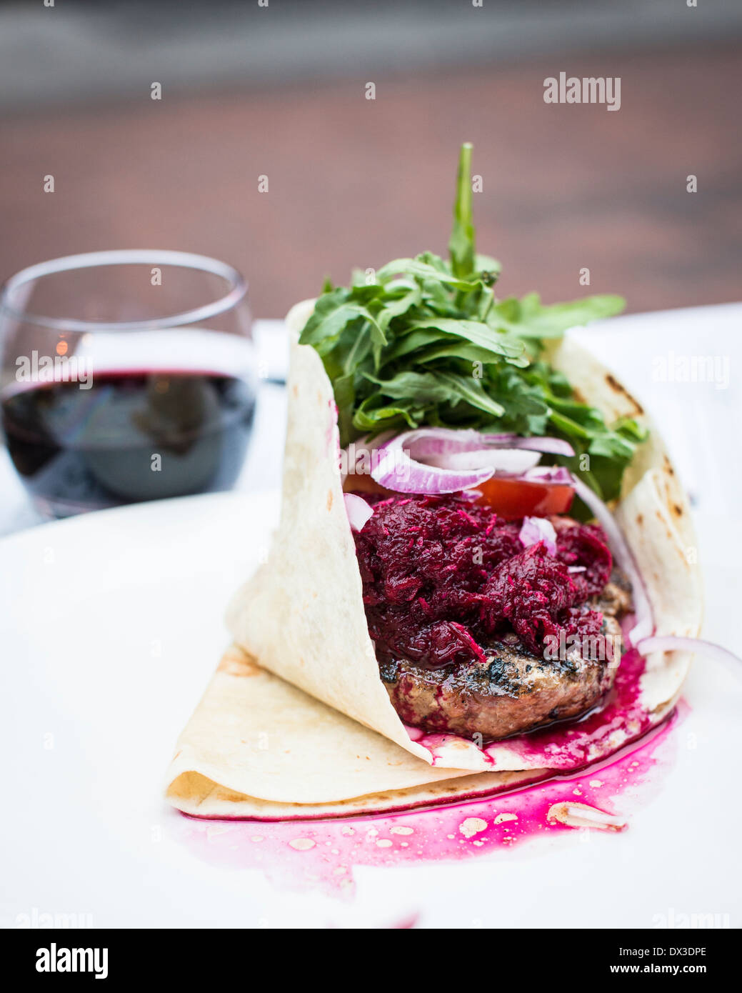 Burger and beetroot wrap Stock Photo - Alamy